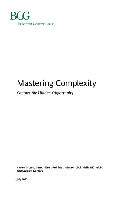 Mastering Complexity | PDF Mastering Complexity | PDF