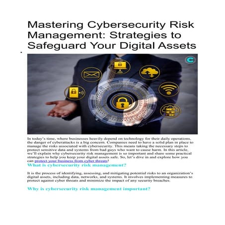 What is the role of risk management in cybersecurity | PDF