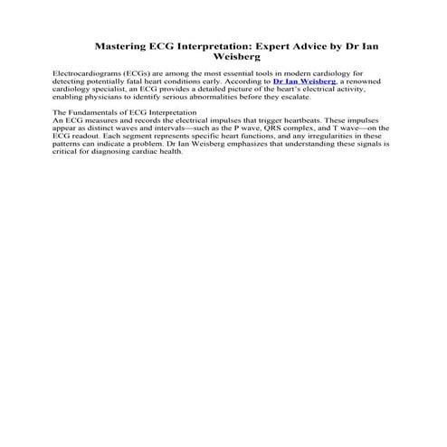 Mastering ECG Interpretation: Expert Advice by Dr Ian Weisberg | DOCX