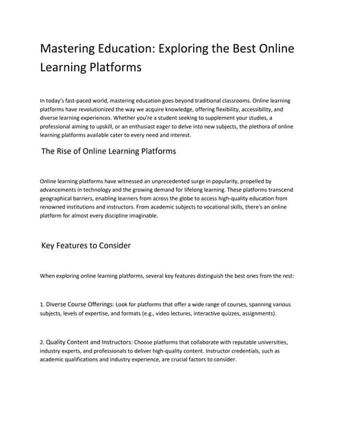In-Depth Guide to Choosing the Best Online Learning Platforms - .pdf