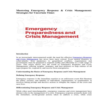 Crisis Mastery: Effective Emergency Response Strategies | PDF