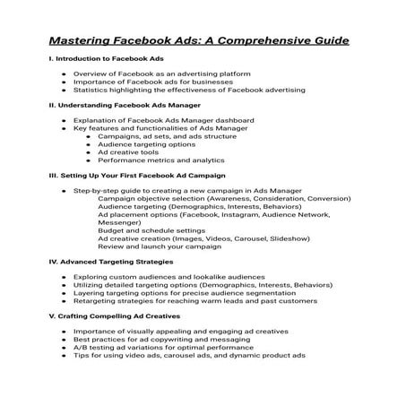 Mastering Facebook Ads- A Comprehensive Guide | PDF
