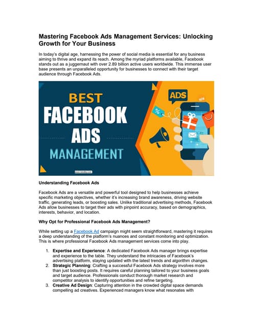 Mastering Facebook Ads- A Comprehensive Guide | PDF | Social Networking | Internet