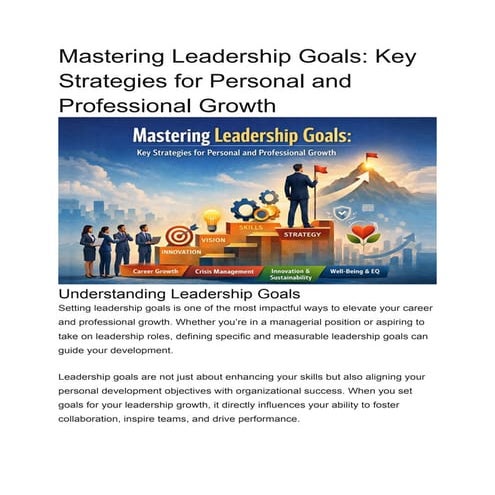 Mastering Leadership Goals: Strategies for Personal and Professional ...