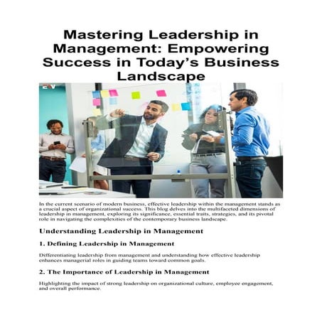 Mastering Leadership in Management: Definition, Roles, Strategies and ...