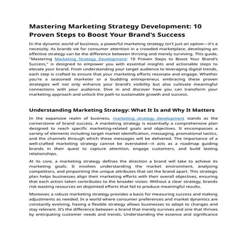 Mastering Marketing Strategy Development - 10 Proven Steps to Boost ...