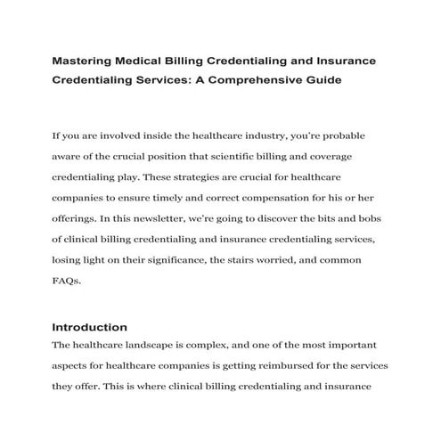 Mastering Medical Billing Credentialing and Insurance Credentialing ...