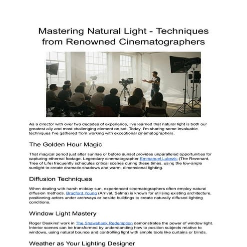 Mastering Natural Light - Techniques from Renowned Cinematographers | PDF