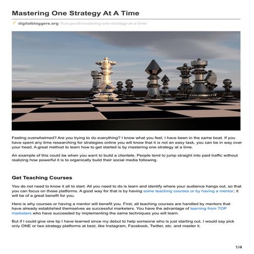 Mastering one strategy at a time | PDF