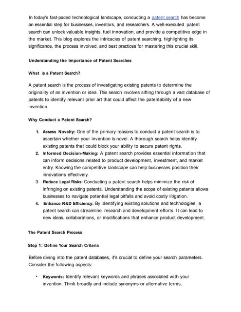 Mastering Patent Search Unlock Innovation and Insights | PDF Mastering Patent Search Unlock Innovation and Insights | PDF