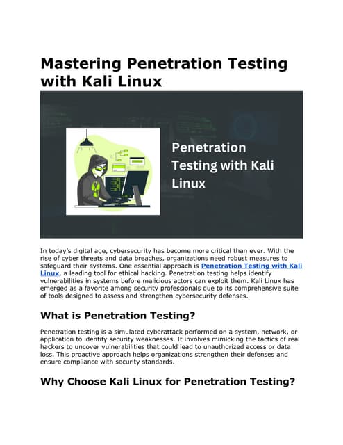 penetration test using Kali linux ppt | PDF
