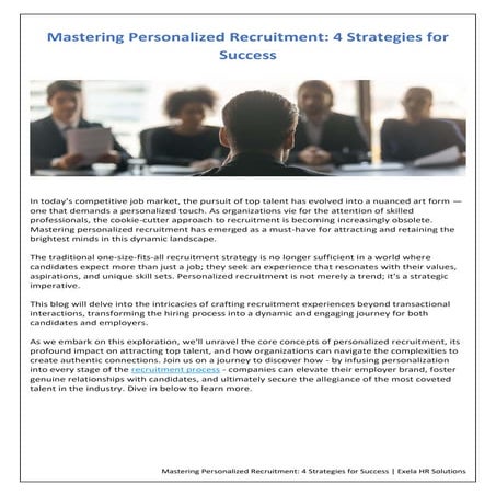 Mastering Personalized Recruitment: 4 Strategies for Success | PDF