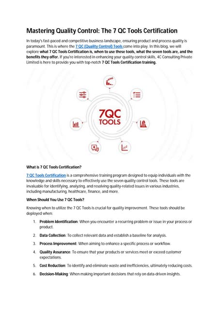 7 QC Tools for Quality Improvement in Manufacturing & Services ...
