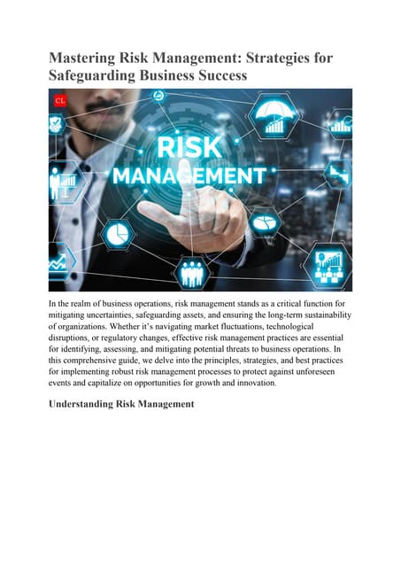 Mastering Risk Management: Strategies for Safeguarding Business Success ... Mastering Risk Management: Strategies for Safeguarding Business Success ...