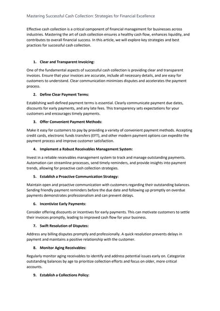 Presentation On 7 Steps To Effective Credit Control | PPT