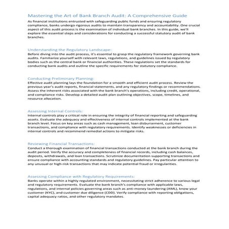 Mastering The Art Of Bank Branch Audit Docx