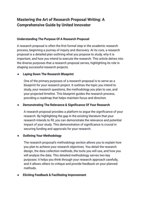Significance of Research Proposals and the Role of Research Proposal ...