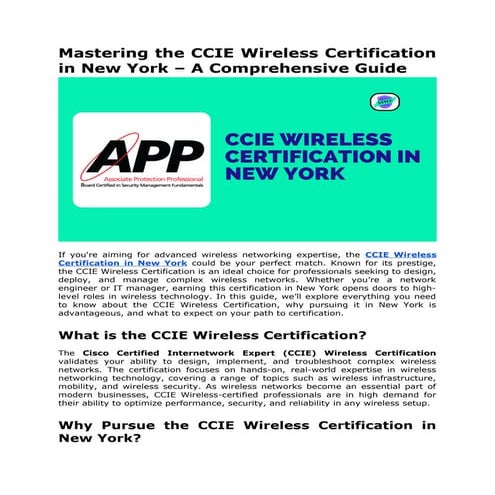 Mastering the CCIE Wireless Certification in New York – A Comprehensive ...