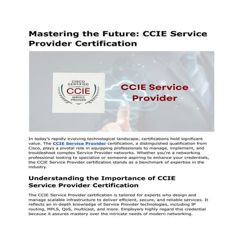 Mastering the Future_ CCIE Service Provider Certification.pptx