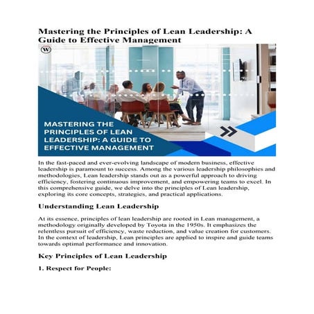 10 Principles of Lean Leadership: A Guide to Effective Management | CIO ...