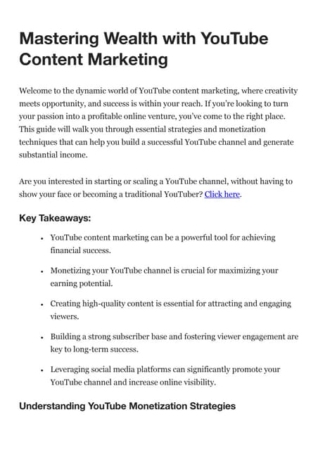 YouTube Mastery, Monetization, and Revenue Checklist | PDF