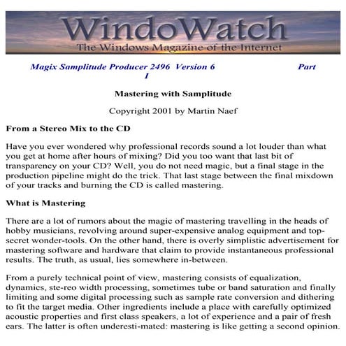 Mastering With Samplitude | PDF