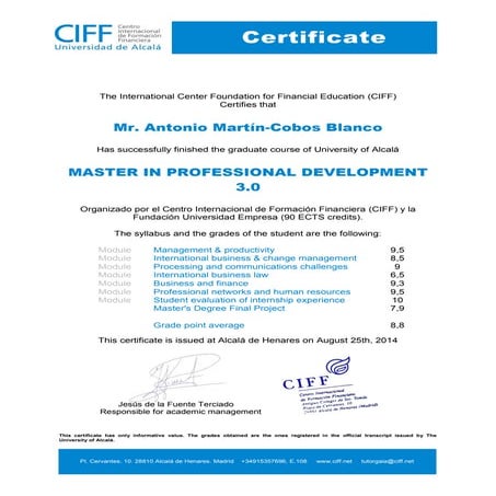 Master in Professional Development | PDF