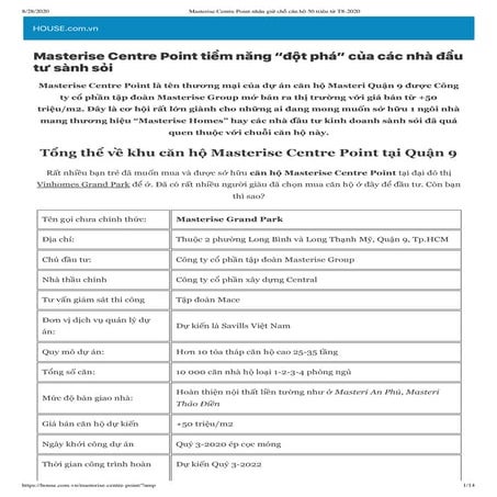 Masterise centre-point-t8-2020 | PDF