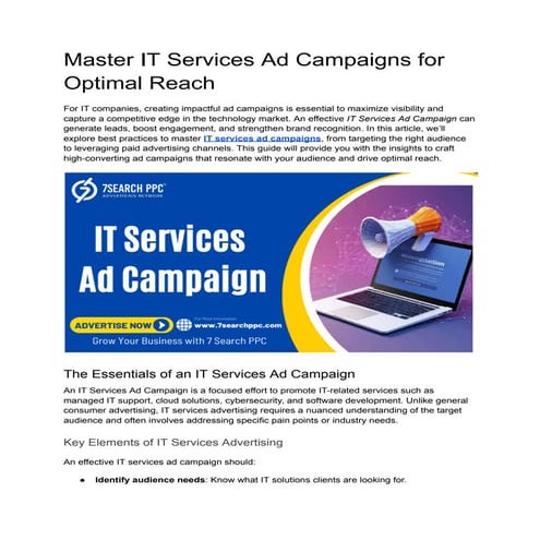 Master IT Services Ad Campaigns for Optimal Reach.pdf | Information ...