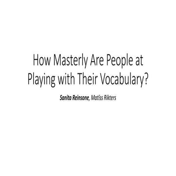 How Masterly Are People at Playing with Their Vocabulary? | PDF