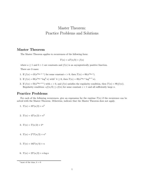 Master Method Theorem Ppt