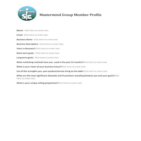 Mastermind group member profile | DOCX | Business | Business and Finance