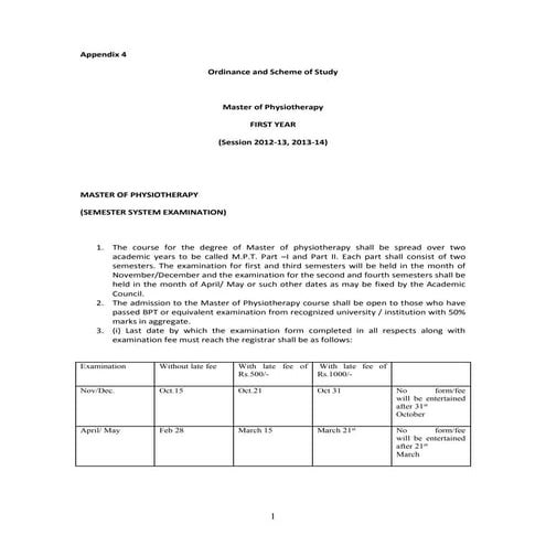Master of physiotherapy(m.p.t.) part i(semester i & ii) | DOC