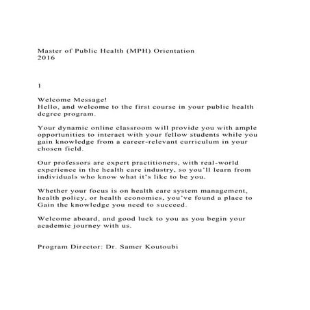 Master of Public Health (MPH) Orientation20161Welc.docx