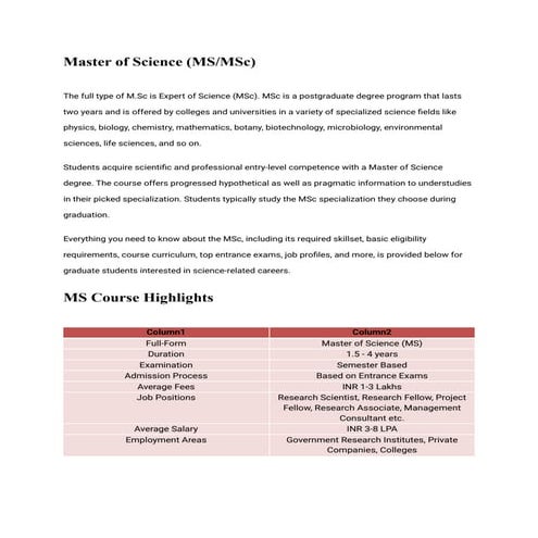 What is Master of Science? | PDF | Free Download