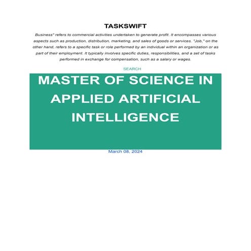Master Of Science In Applied Artificial Intelligencepdf