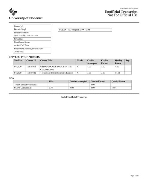 CTU Transcript | PDF