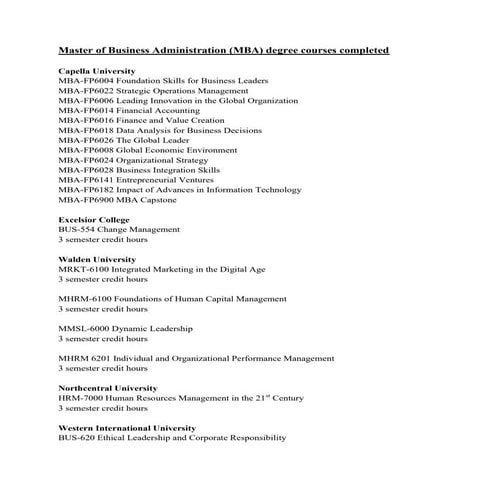 Master of Science in Education, Master of Business Administration, and Master of Public ...