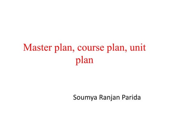 COURSE PLAN &UNIT PLAN | PPTX | College Planning | College Education