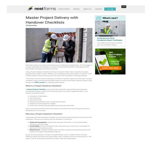Master Project Delivery with Handover Checklists | PDF