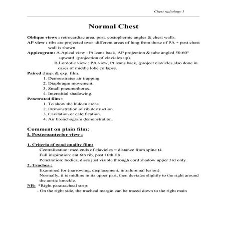 Chest xray -Lateral view radiology basics | PDF