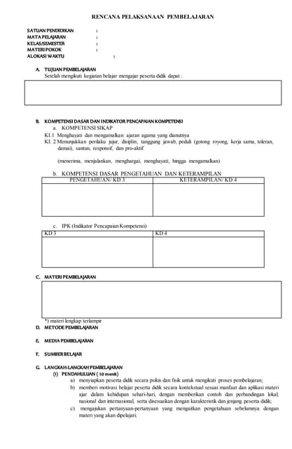 Format RPP Kurikulum 2013 | PDF