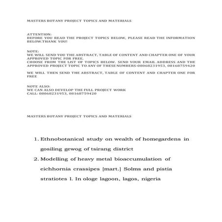 MASTERS BOTANY PROJECT TOPICS AND MATERIALS.docx