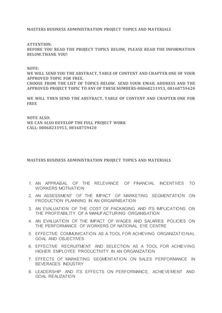 Business studies project topics and materials | DOCX | Business Administration | Business