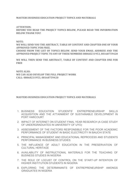 Business studies project topics and materials | DOCX | Business ...