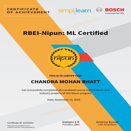 Masters Certificate Machine Learning | PDF