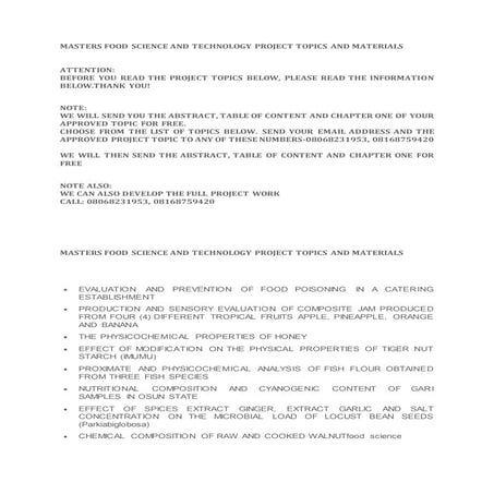 FOOD SCIENCE AND TECHNOLOGY PROJECT TOPICS AND MATERIALS.docx