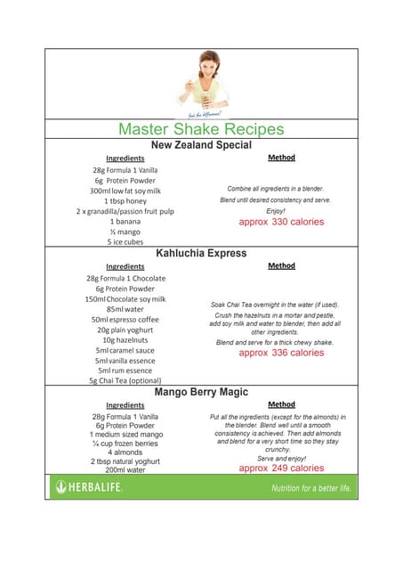 Herbalife shake recipe book | PDF | Nutrition | Healthy Living