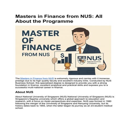 Masters in Finance from NUS: All About the Programme | DOCX