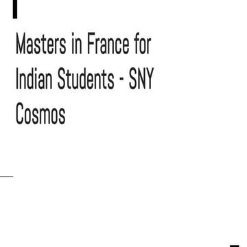 Masters in France for Indian Students - SNY Cosmos | PDF